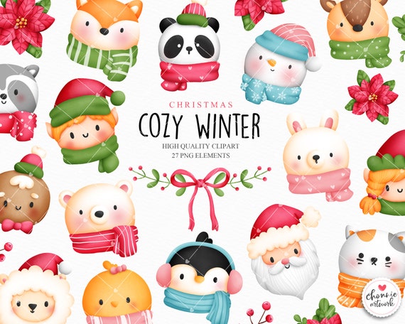 Cute Animal Christmas Clipart