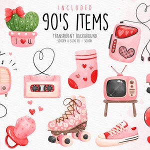 90's Valentines Clipart, 90's Clipart, Valentines Day Clipart ...