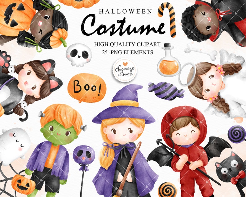 Halloween Clipart Bundle, Halloween Clipart, Halloween Costume, Pumpkin ...