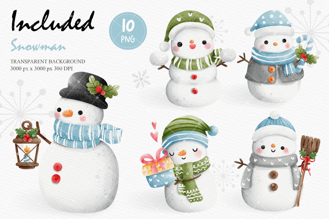 Christmas Snowman Clipart Snowman Clipart Christmas Clipart - Etsy