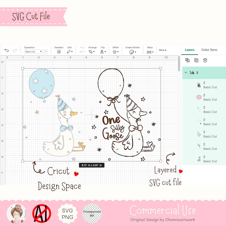 One Silly Goose SVG PNG EPS – Cute Birthday Goose Clipart, Whimsical ...