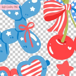 4th of July Clipart Set, Patriotic Holiday PNG, Independence Day ...