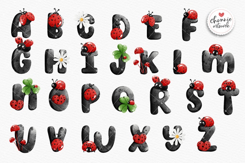 Ladybug Font Ladybug Alphabet Font Letter - Etsy