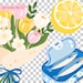 Coastal Brunch Clipart, Blue and Yellow Kitchen Decor, Cottagecore ...