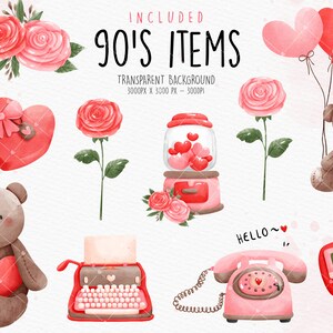90's Valentines Clipart, 90's Clipart, Valentines Day Clipart ...