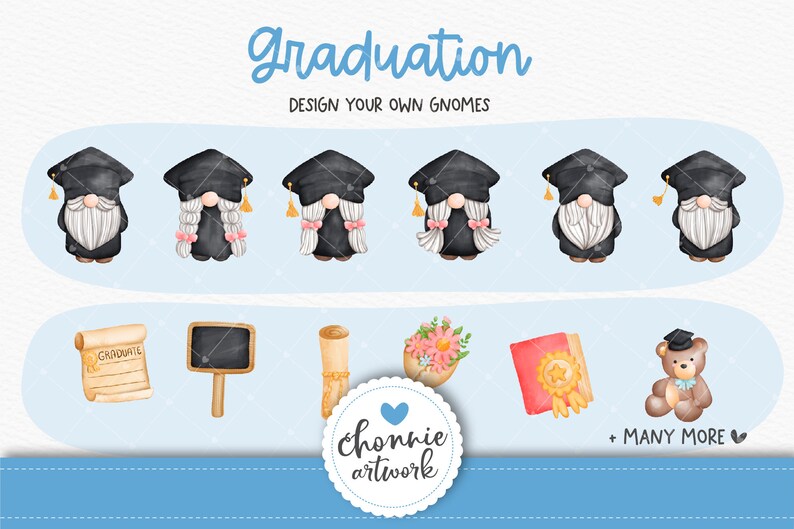 Watercolor Graduation Gnome Clipart Gnomes Graduate PNG - Etsy