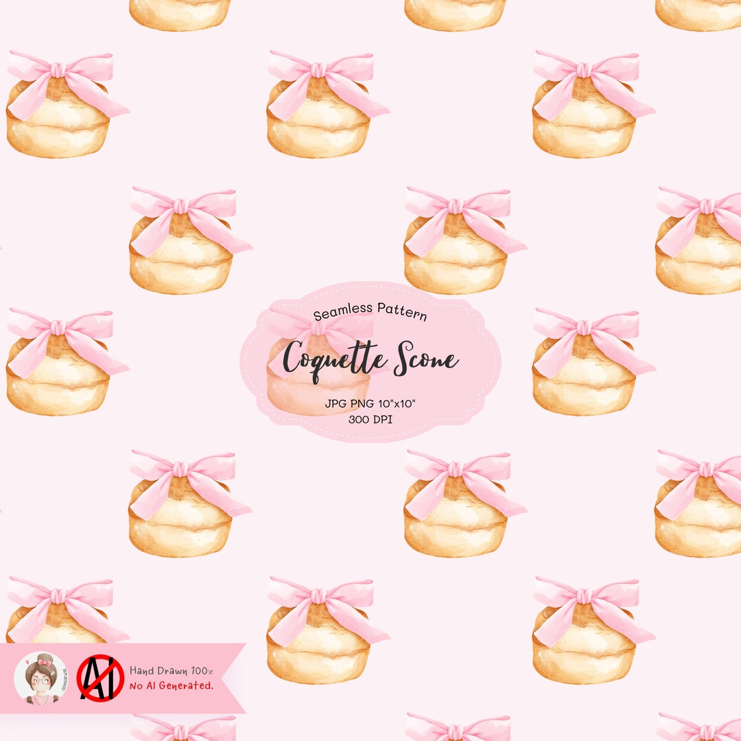 Pink Coquette Scone Seamless Pattern, Cute Preppy Pink Bow,coquette ...
