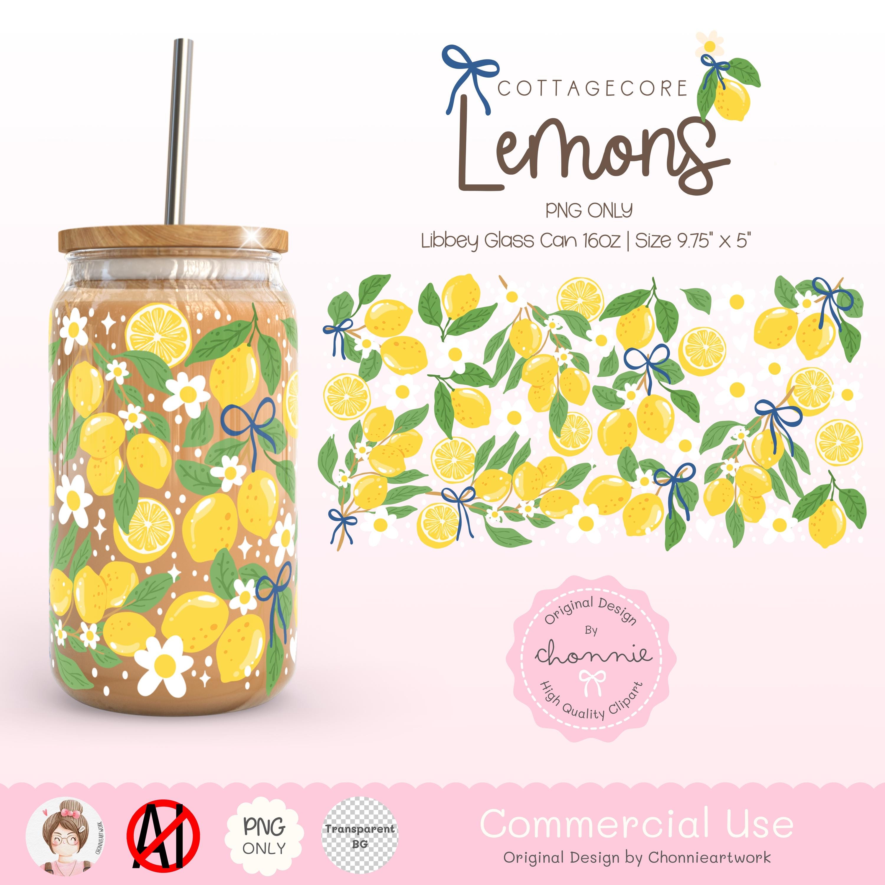 Cottagecore Lemons Cup Wrap, Coquette Lemon Cup Wrap, Lemon Aesthetics ...