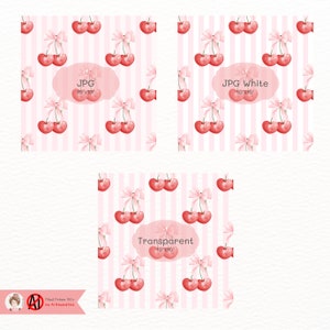 Coquette Ribbon With Cherries Seamless Pattern, Coquette Cherries ...