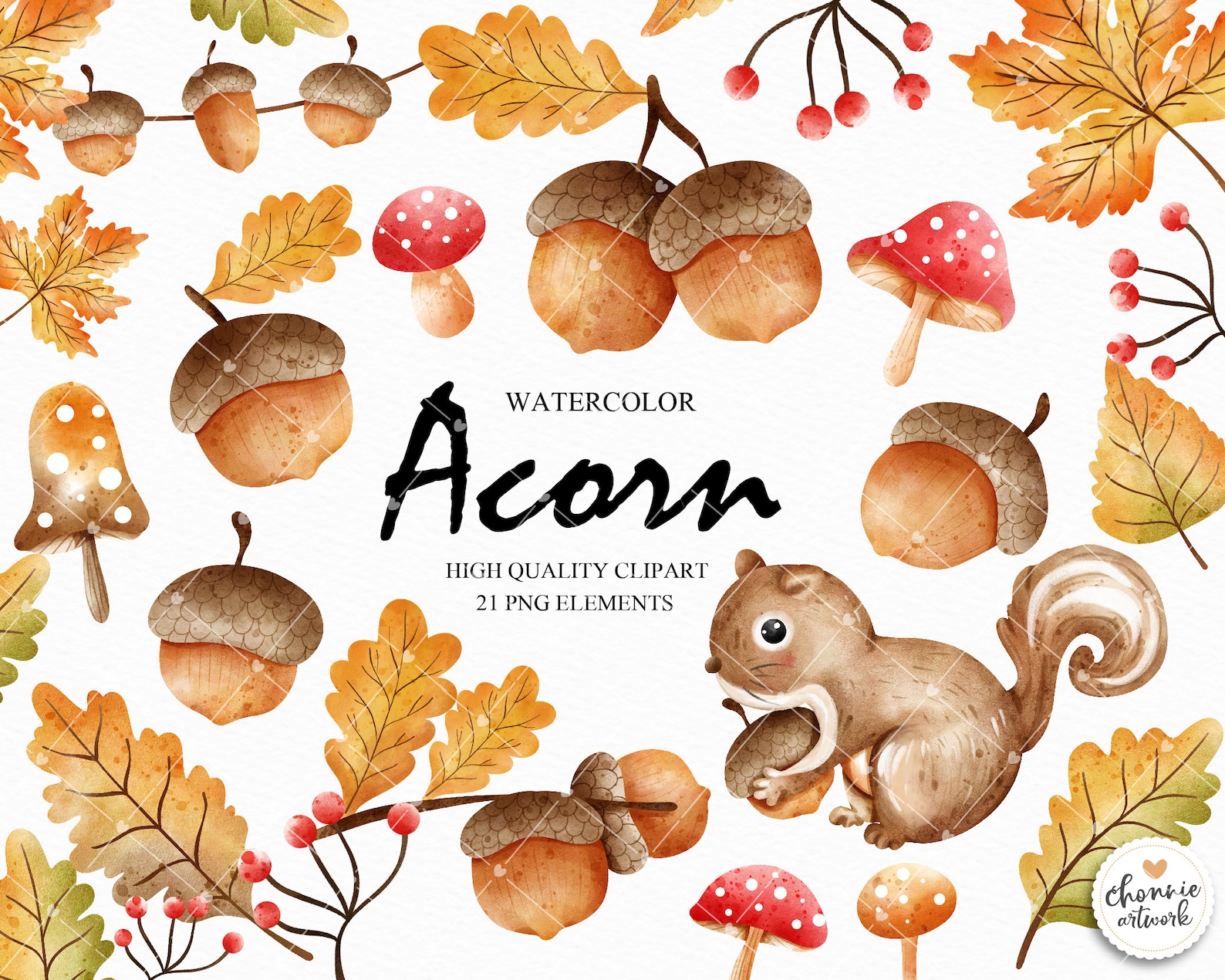 Acorn Clipart Autumn Leaves Clipart Fall Leaves Clipart - Etsy