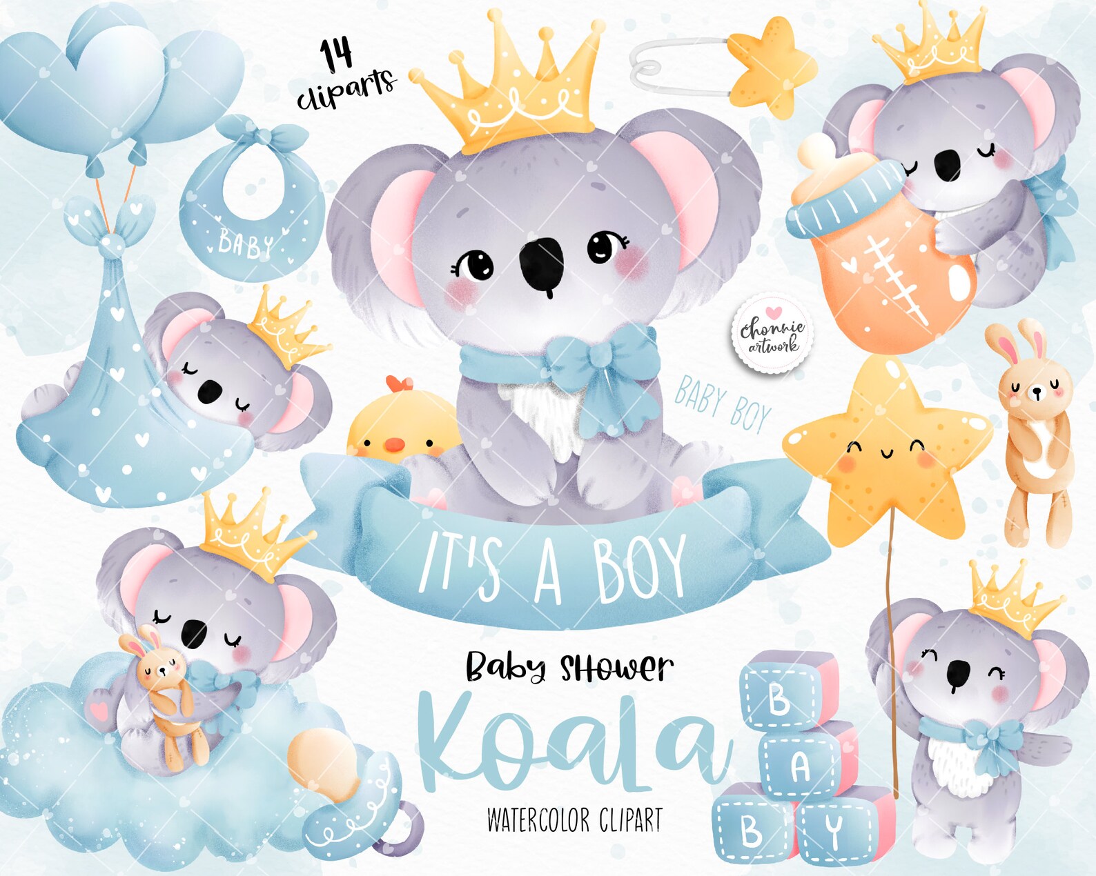 Baby Boy Koala Clipart Baby Boy Clipart Baby Shower Koala - Etsy
