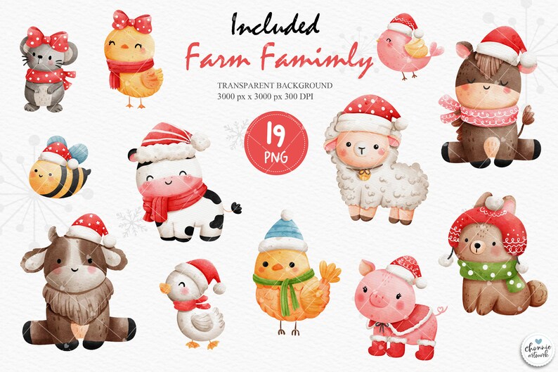 Christmas Farm Clipart Farm Clipart Farm Animal Clipart - Etsy