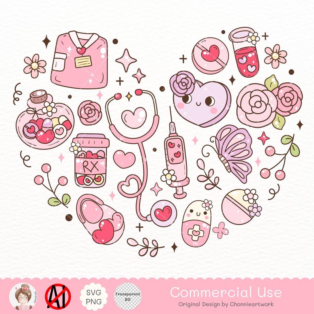 Valentine's Day Nurse Life PNG SVG Positive Vibes Nurse Clipart ...