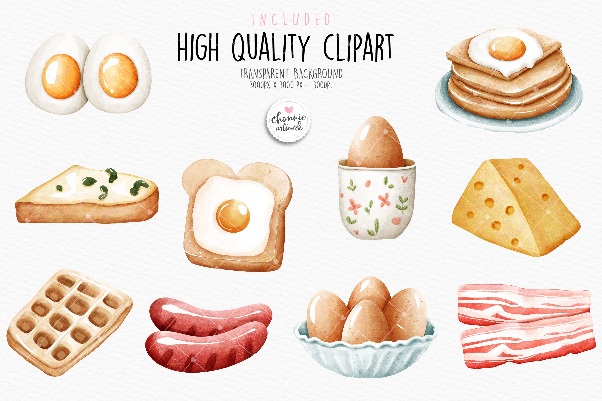Watercolor Breakfast Clipart Breakfast Clipart Brunch - Etsy