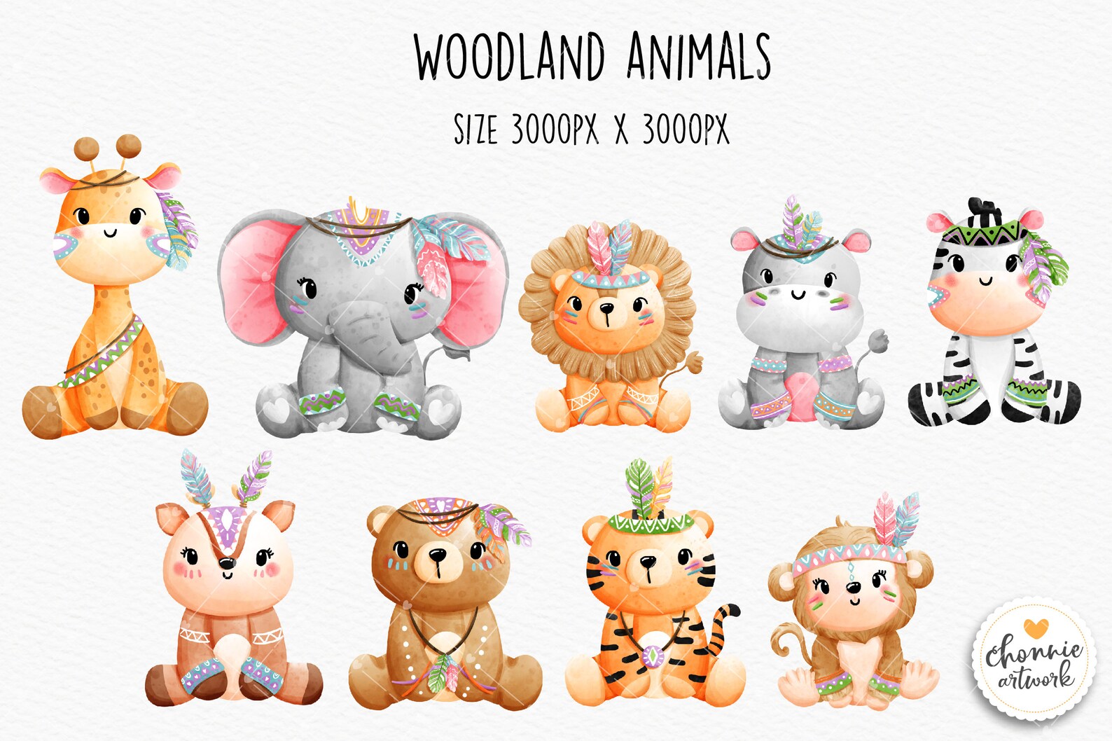 Tribal Animals Clipart Tribal Woodland Animals Clipart - Etsy