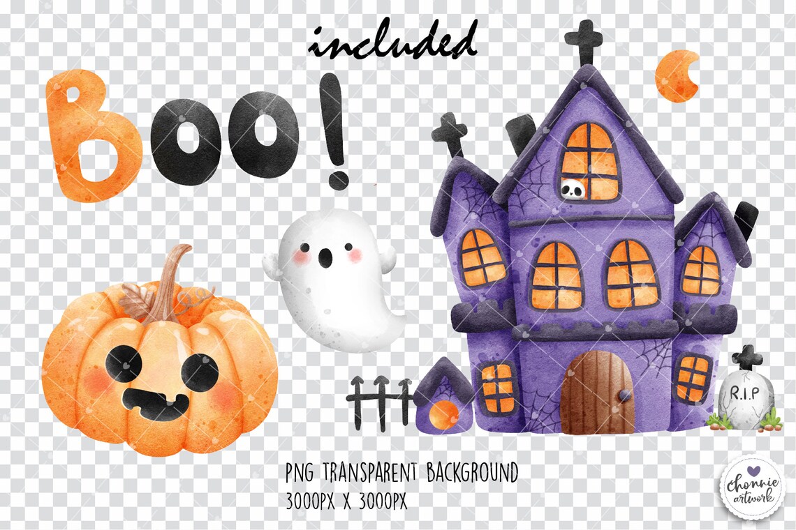 Halloween Clipart Haunted House Clipart Tricks or Treats - Etsy