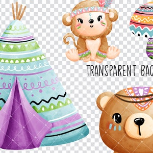 Tribal Animals Clipart, Tribal Woodland Animals Clipart, Woodland ...