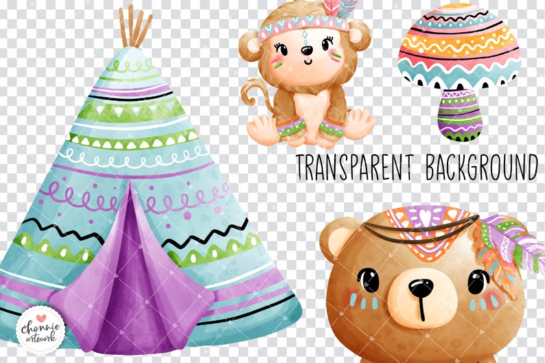 Tribal Animals Clipart Tribal Woodland Animals Clipart - Etsy