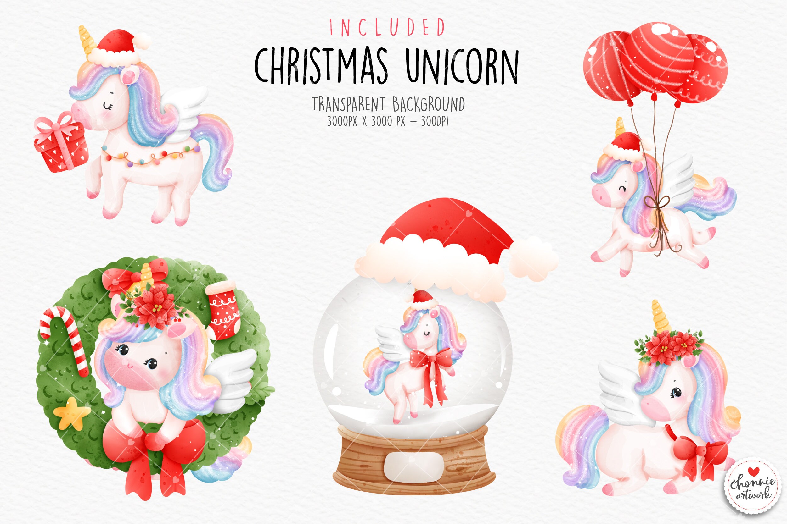 Christmas Unicorn Clipart Christmas Clipart Unicorn Clipart - Etsy