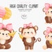 Baby Girl Monkey Clipart Monkey Birthday Clipartbaby Shower - Etsy