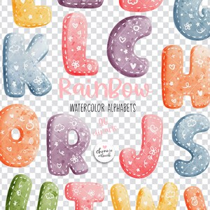 Rainbow Watercolor Alphabet Clipart, Colorful Alphabet Clipart, Rainbow ...