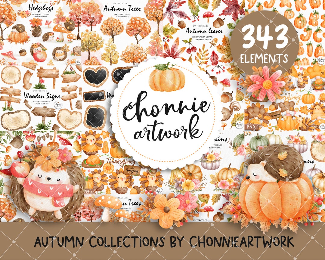 Autumn Clipart Bundle, Fall Clipart Bundle, Autumn Animal, Autumn Leaf ...