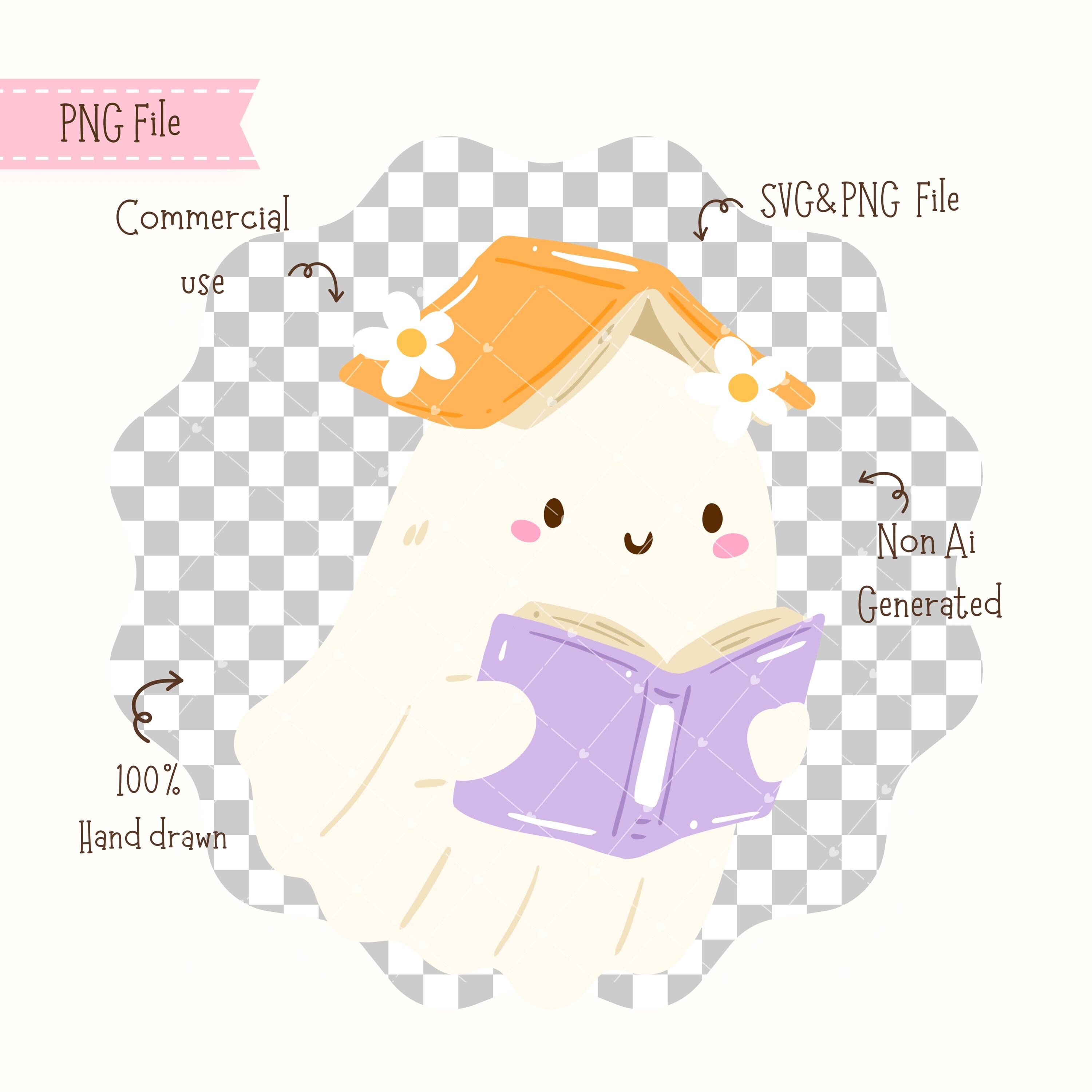 Bookish Ghost Clipart Set, Cute Ghost Reading PNG, Spooky Halloween ...
