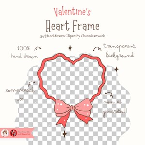 Whimsical Hand-drawn Valentine's Ribbon Frame Clipart Set SVG PNG Bow ...