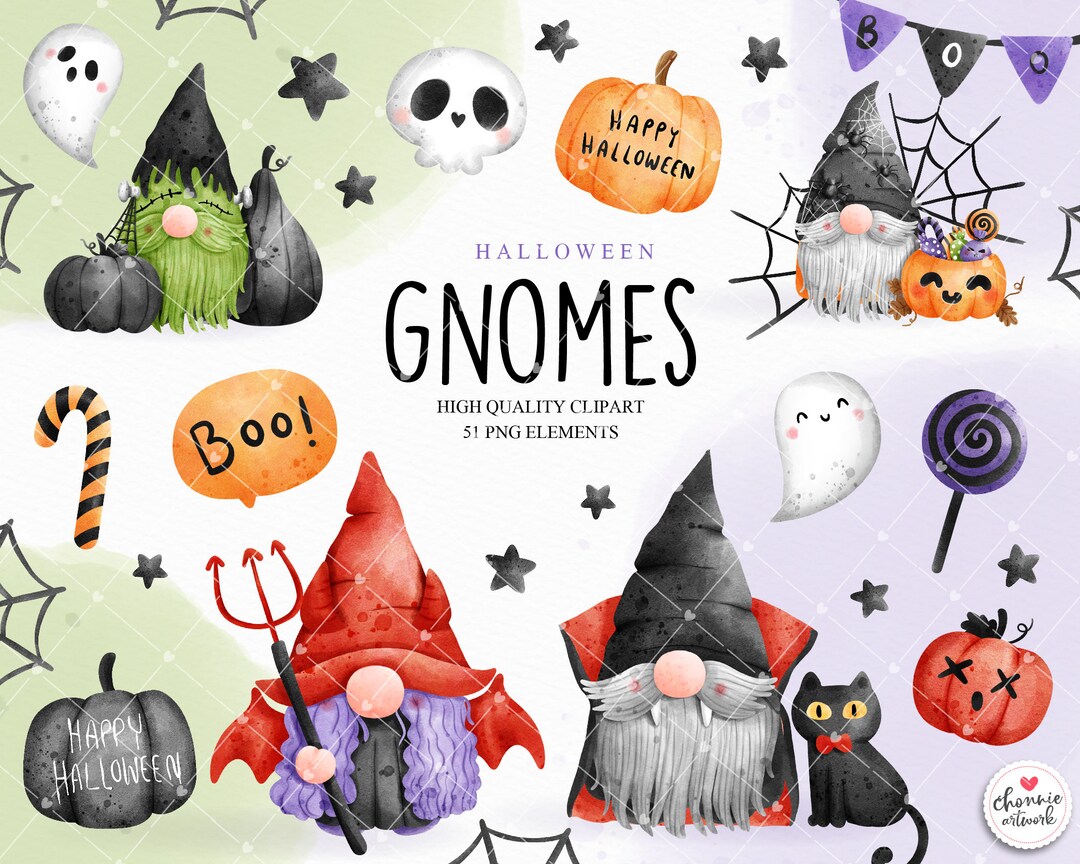 Halloween Gnome Clipart, Halloween Clipart, Gnome Halloween Clipart ...