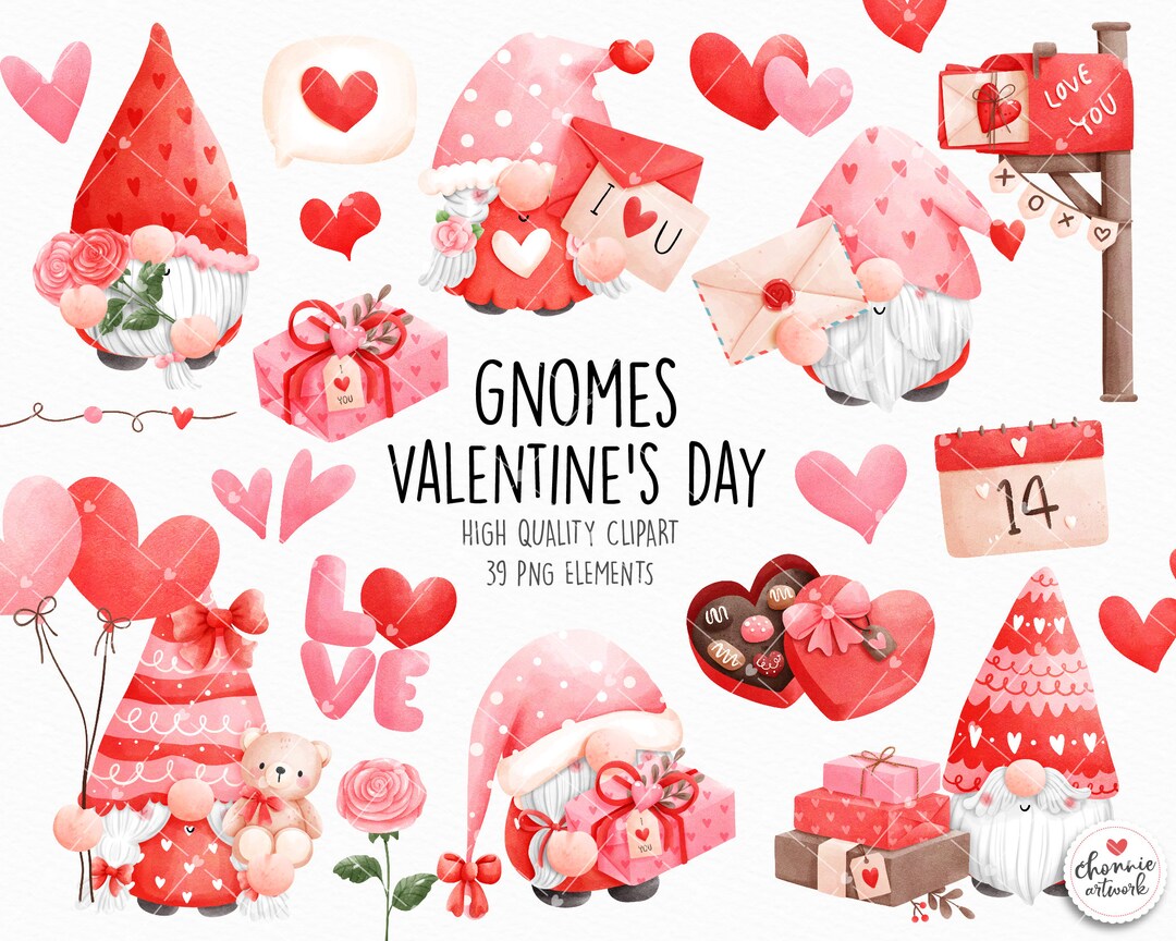 Valentines Gnome Clipart, Valentine's Day Clipart Clipart, Valentines ...