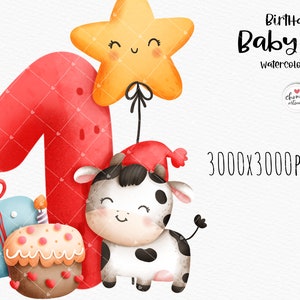 Baby Cow Birthday Clipart, Farm Birthday Clipart, Baby Cow Clipart ...