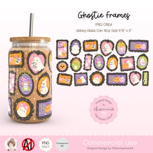 Halloween Ghost Frames Glass Wrap, Cute Ghost Glass Wrap, Spooky Cozy ...