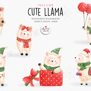 Christmas Llama Clipart, Llama Clipart, Christmas Clipart, Christmas ...