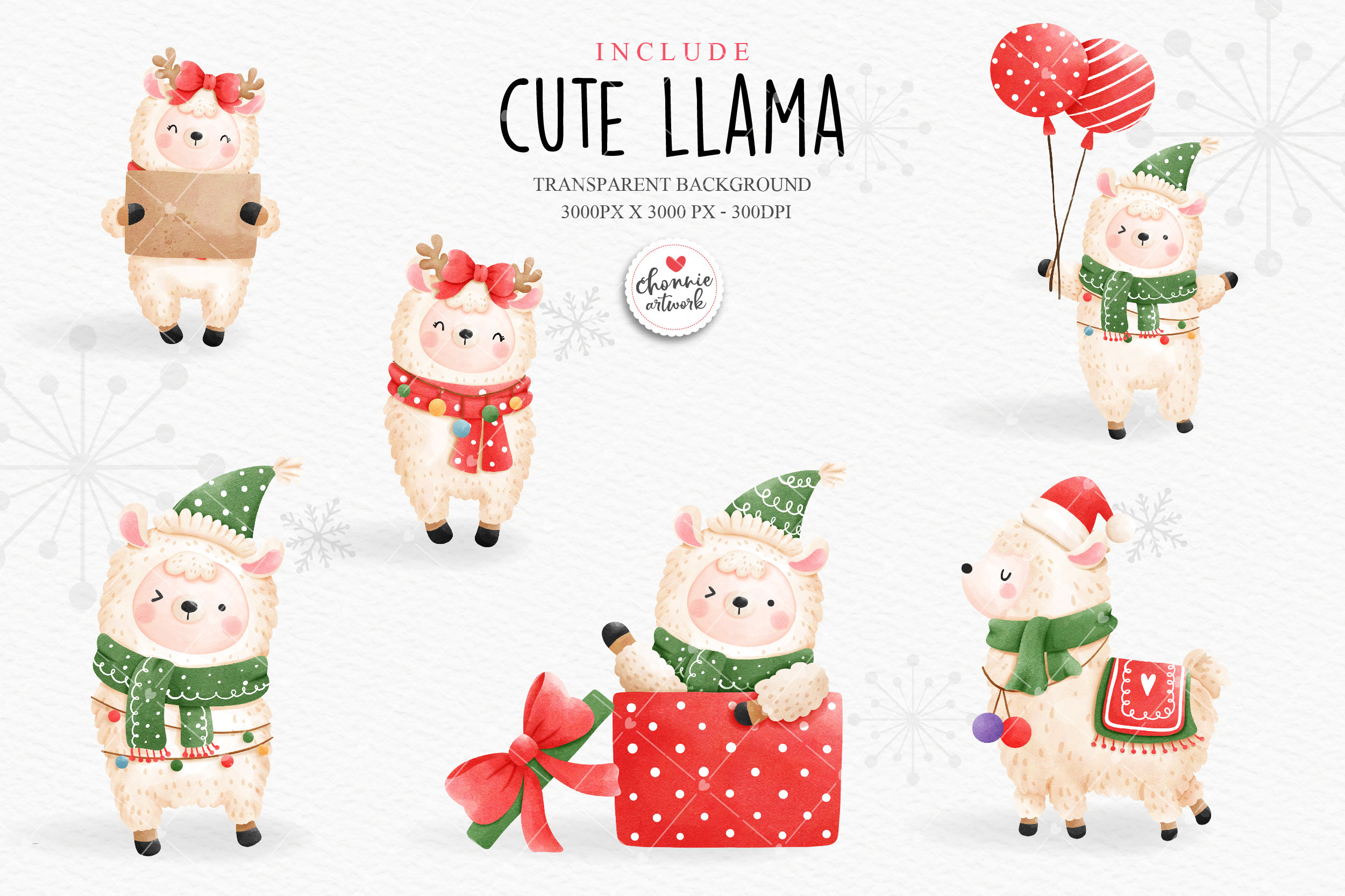 Christmas Llama Clipart Llama Clipart Christmas Clipart - Etsy