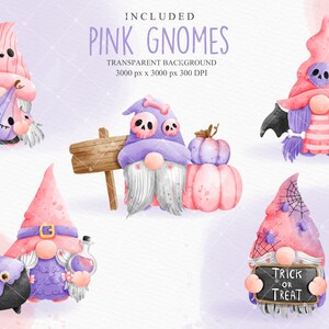 Pink Halloween Gnomes Clipart, Pink Halloween Clipart, Pink Gnome ...