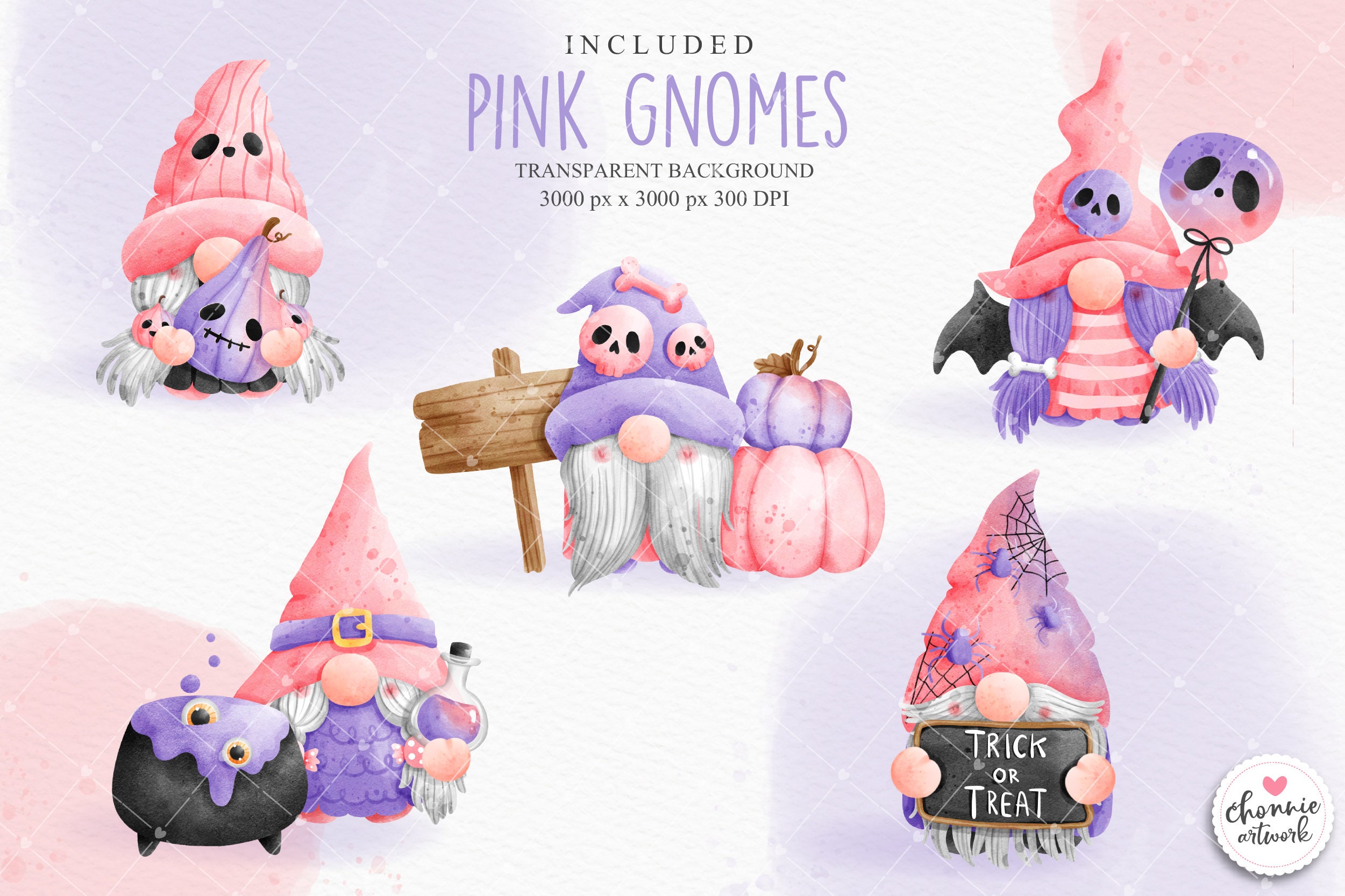 Pink Halloween Gnomes Clipart Pink Halloween Clipart Pink - Etsy