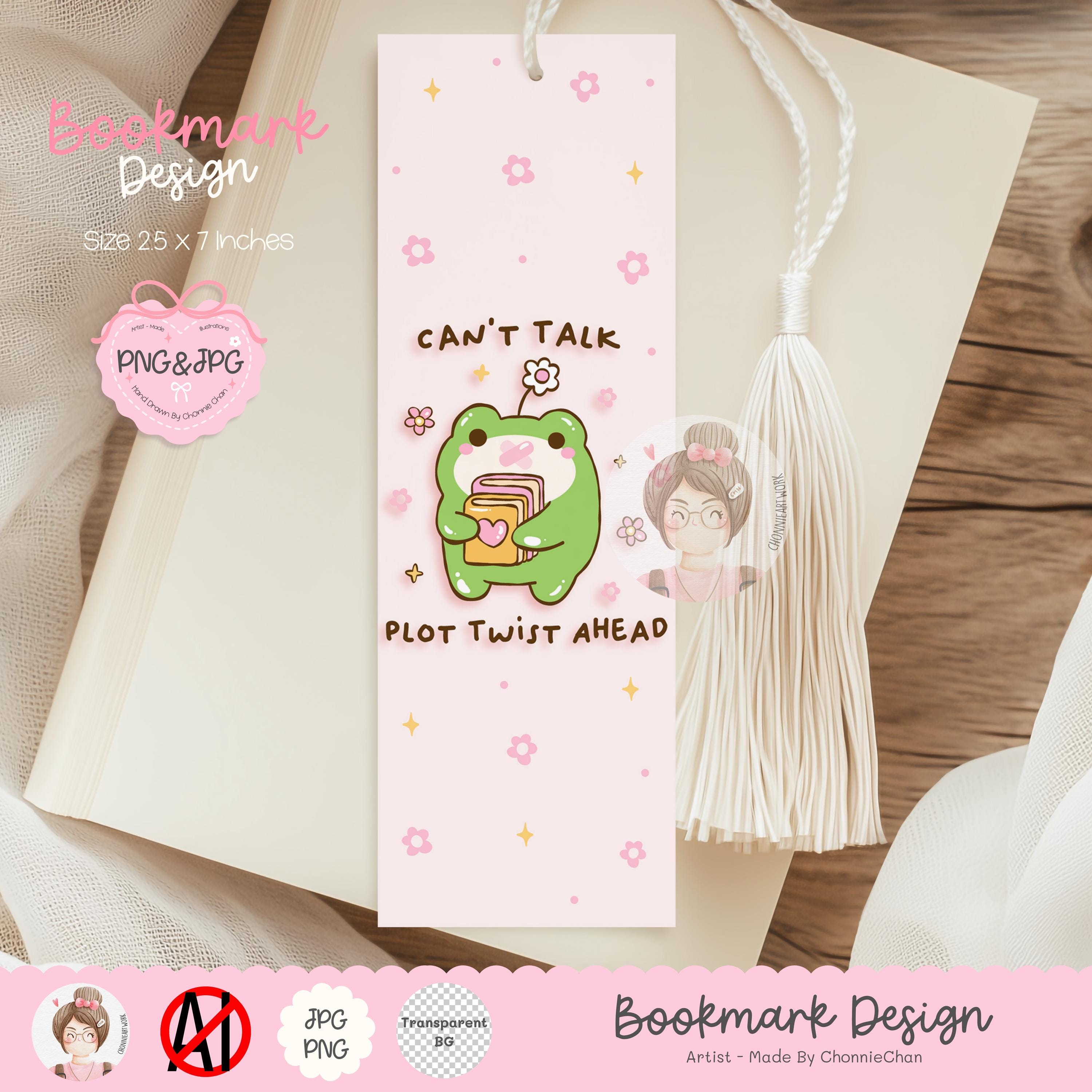 Frog Reading Book Bookmark, Frog Lover Bookmark, Kawaii Frog Bookmark ...