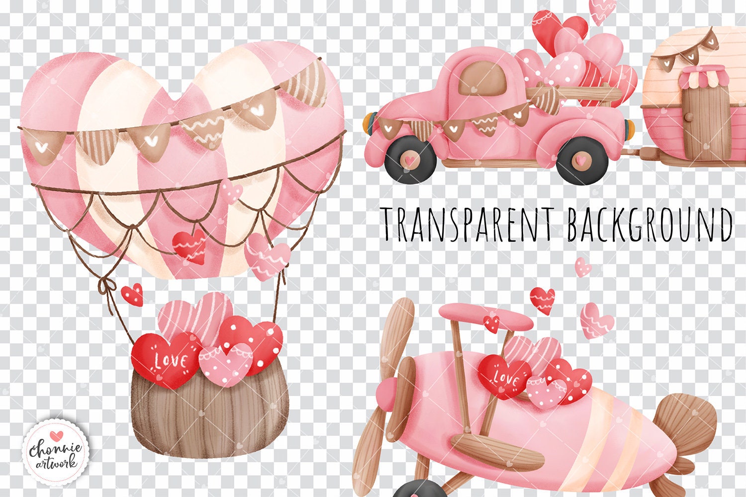 Valentine's Vehicles Clipart Valentine's Day Clipart - Etsy
