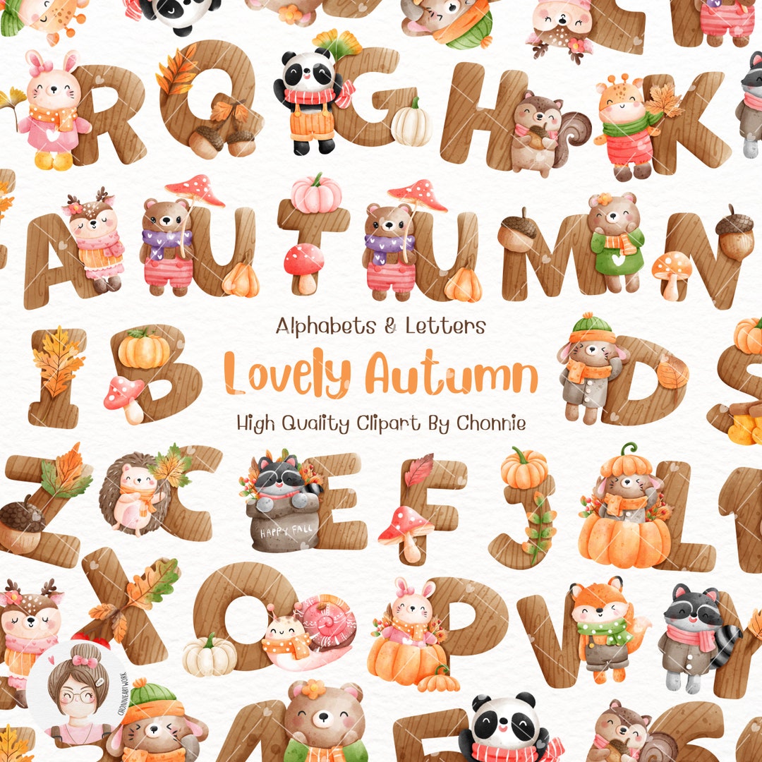 Autumn Alphabet Clipart, Woodland Animal Clipart, Woodland Alphabet ...