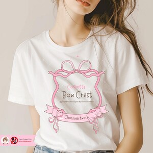 Pink Coquette Ribbon Bow Crest PNG SVG Clipart Romantic Pink Crest ...