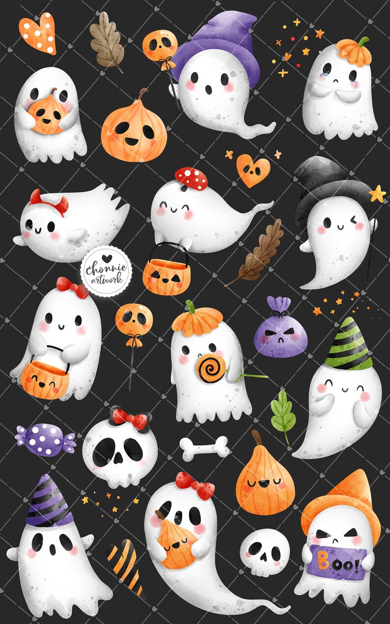 Ghost Clipart Cute Ghost Clipart Halloween Clipart Cute - Etsy