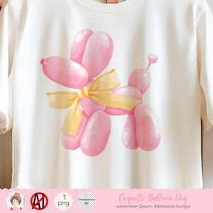 Watercolor Preppy Balloon Dog Clipart, Coquette Balloon Animal Clipart ...