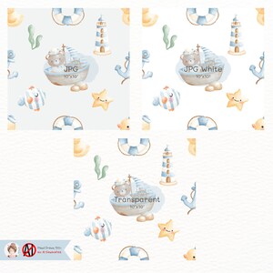 Nautical Teddy Bear Seamless Patterns, Teddy Bear Pattern, Teddy Bear ...