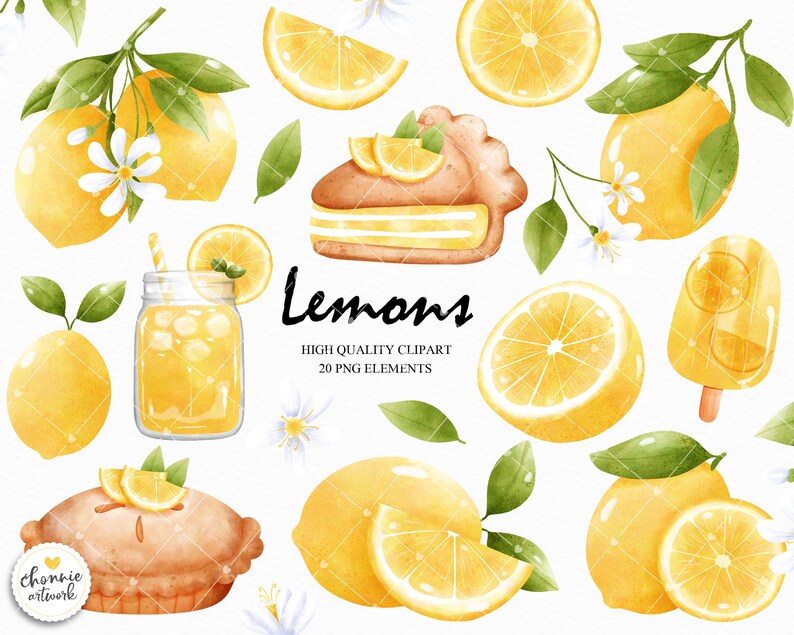 Watercolor Lemons Clipart Summer Fruit Clipart Fruit - Etsy