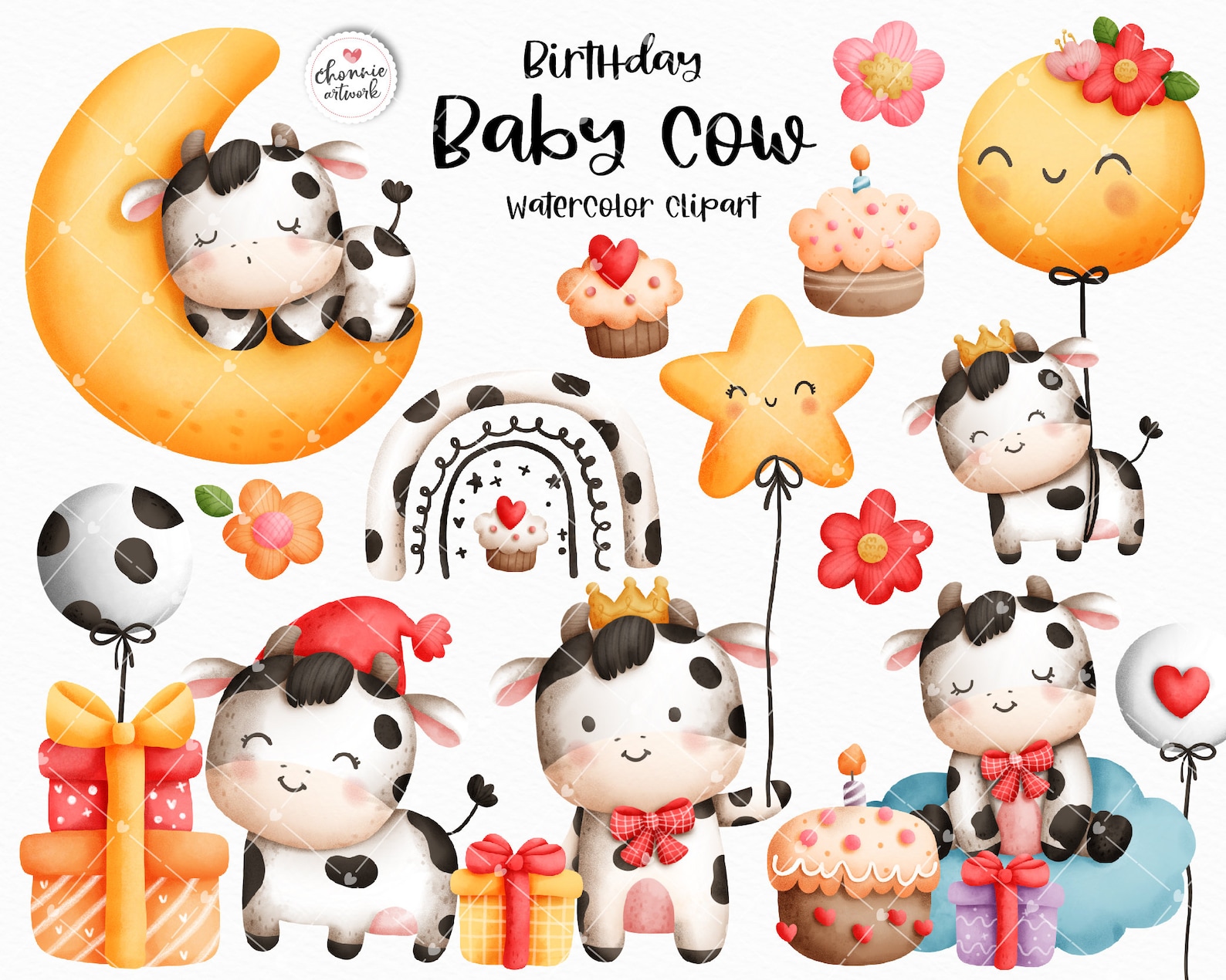 Baby Cow Birthday Clipart Farm Birthday Clipart Baby Cow - Etsy