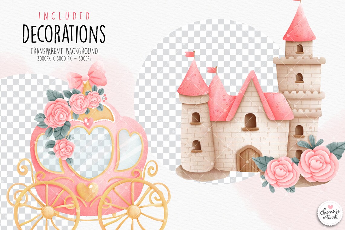Prince and Princess Clipart Castle Clipart Fairytale - Etsy