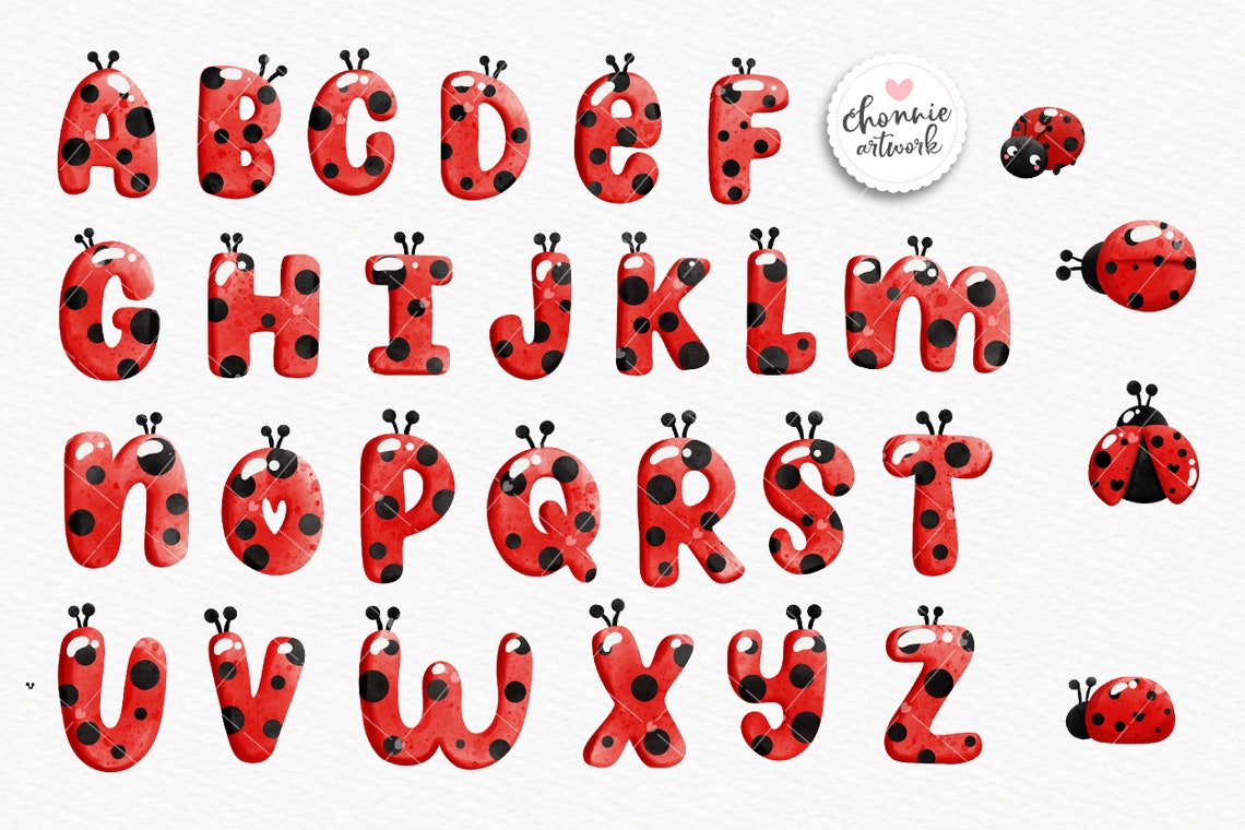Ladybug Font Ladybug Alphabet Font Letter - Etsy