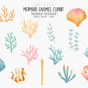 Gnome Mermaid Clipart, Mermaid Clipart, Gnome Clipart, Mermaid Gnome ...