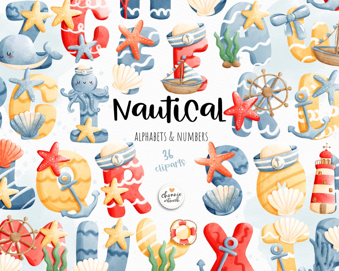 Nautical Alphabets and Numbers Clipart Nautical Alphabet | Etsy