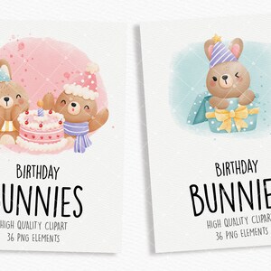 Birthday Bunnies Clipart, Birthday Clipart, Birthday Rabbit Clipart ...